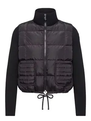 Moncler Padded Wool Zip-up Cardigan - Black