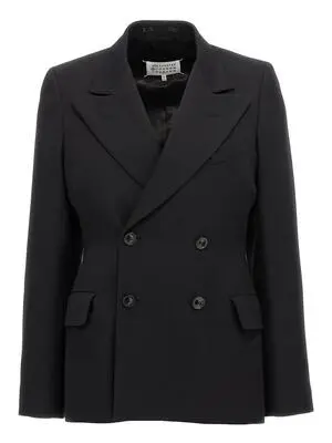 MAISON MARGIELA Double-breasted Wool Blazer - Black