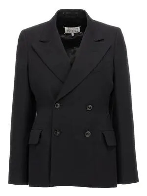 MAISON MARGIELA Double-breasted Wool Blazer - Black