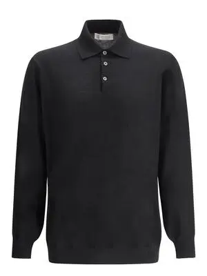 Brunello Cucinelli Brunello Cucinelli Men Virgin Wool Polo Sweater Black
