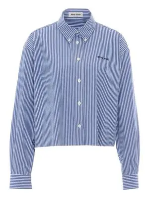 Miu Miu Striped Micro Shirt - Blue