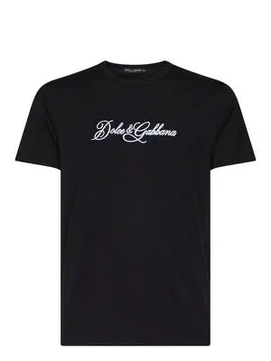 Dolce & Gabbana Black Cotton Jersey Embroidered T-shirt - Multicolor