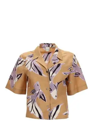 Paul Smith Cotton And Silk Short Sleeve Shirt Multicolor