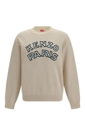 Kenzo Emblem Embroidered Wool And Cotton Sweater - Multicolor