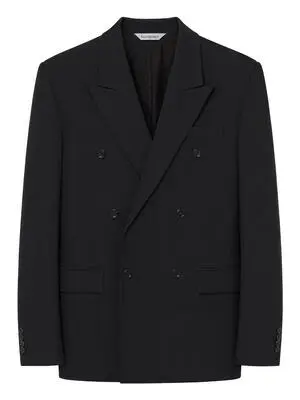 Balenciaga Double-breasted Tailored Wool Twill Jacket - Black