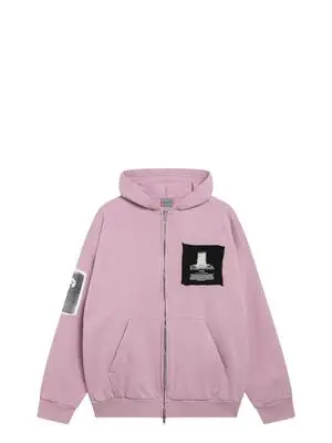 Balenciaga Antique Cotton Jersey Zip-up Hoodie - Pink