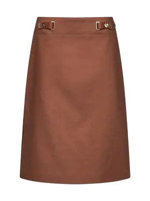 Fendi Brown Linen And Cotton Midi Skirt - Multicolor
