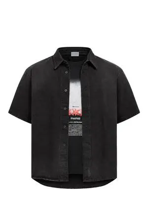 Balenciaga The Door Short-sleeve Hybrid Shirt In Denim - Black