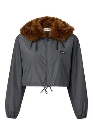 Miu Miu Technical Fabric And Shearling Windbreaker - Multicolor