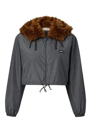 Miu Miu Technical Fabric And Shearling Windbreaker - Multicolor