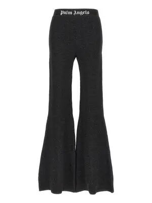 Palm Angels Logo Tape Lurex Knit Pants - Black