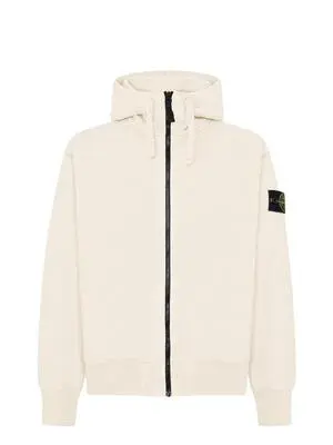 Stone Island Cotton Zip-up Hoodie - Cream
