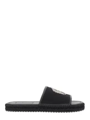 Dolce & Gabbana Logo Espadrille Slides - Black