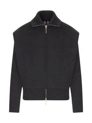Giorgio Armani Padded Virgin Wool Bomber Jacket With Ribbed Sleeves - Multicolor