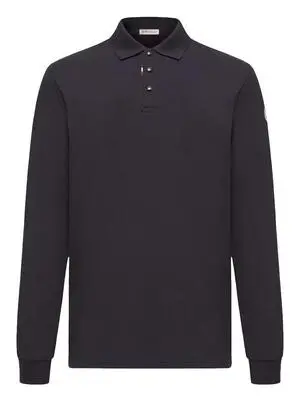 Moncler Cotton Piqué Polo Shirt With Logo - Blue