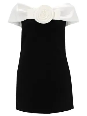 SELF-PORTRAIT Flower Detail Mini Dress - Black