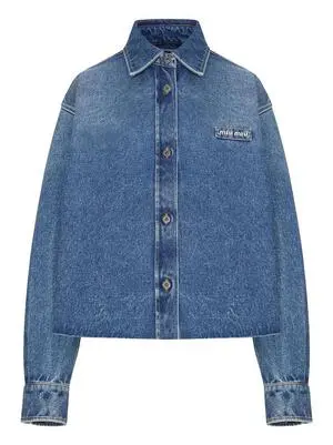 Miu Miu Denim Shirt With Logo - Blue