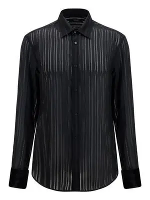 Gucci Striped Silk Gauze Shirt - Black