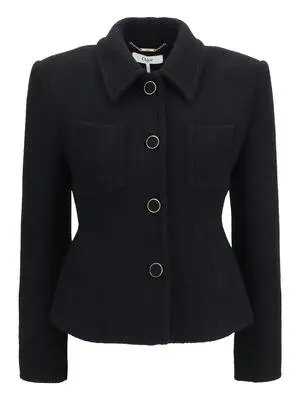 Chloé Cropped Single-breasted Blazer With Fabric Buttons - Black