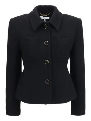 Chloé Cropped Single-breasted Tweed Blazer - Black