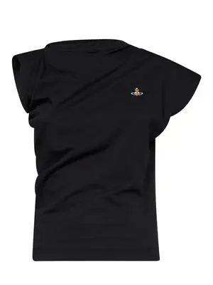 VIVIENNE WESTWOOD Black Cotton Jersey Hebo Draped Top - Multicolor