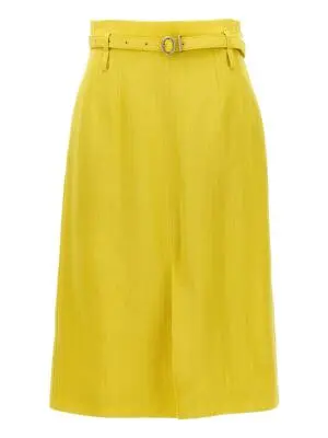 JIL SANDER Belted Skirt - Yellow