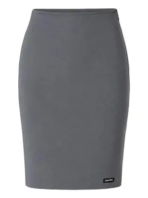 Miu Miu Stretch Poplin Pencil Skirt - Gray