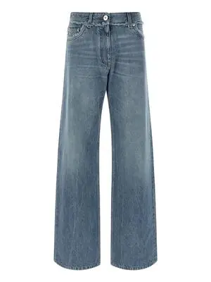 Versace Wide Leg Boyfriend Jeans - Blue