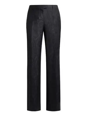 Etro Tailored Trousers In Pure Wool Jacquard - Black