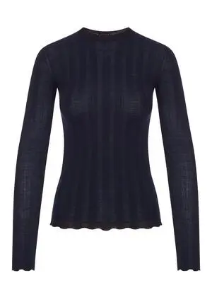 Prada Ribbed Knit Top With Logo - Multicolor