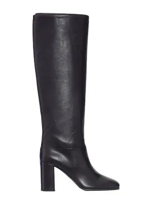 Prada Leather Heel Boots - Black