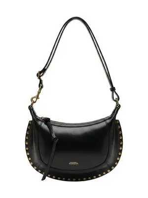Isabel Marant Étoile Oskan Moon Studded Calfskin Leather Bag - Black