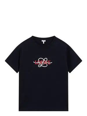 Loewe Logo Embroidered Cotton T-shirt - Blue