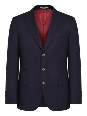 Brunello Cucinelli Blue Virgin Wool Flannel Deconstructed Blazer - Multicolor