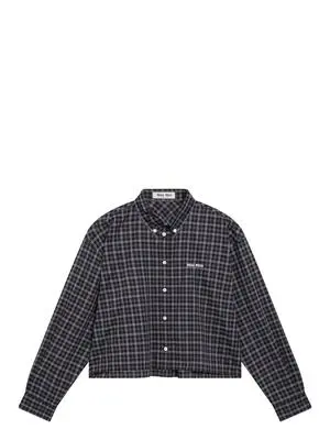 Miu Miu Tartan Boxy Fit Shirt - Blue