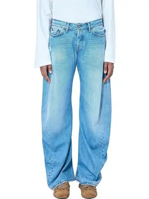 Acne Studios Distressed Wide Leg Jeans - Blue