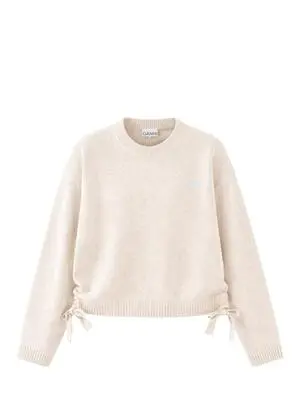 GANNI Jersey With Logo - Cream