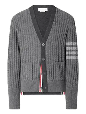 Thom Browne Virgin Wool Cable-knit Cardigan - Gray