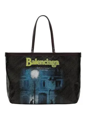 Balenciaga Select Large Tote In Coated Canvas - Black