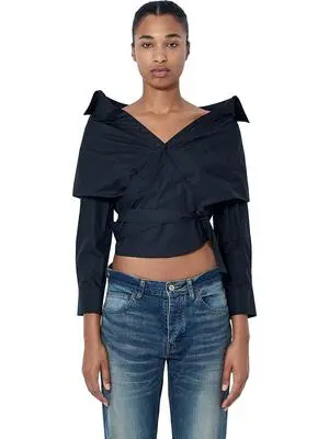 Balenciaga Off-shoulder Wrap Shirt - Black