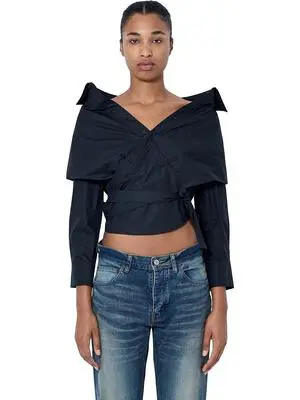 Balenciaga Off-shoulder Wrap Shirt - Black