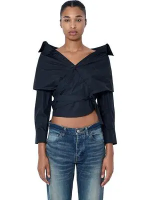 Balenciaga Balenciaga Asymmetrical Wrap Shirt Black