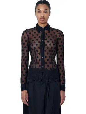 Dries Van Noten DRIES VAN NOTEN Polka-Dot Cotton-Blend Tulle Shirt Black