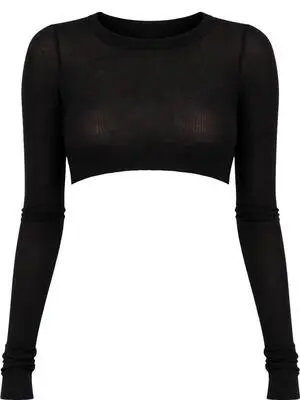 Rick Owens Long-sleeved Crop Top - Black