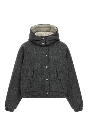 Brunello Cucinelli Shiny Zipper Pull' Down Jacket - Gray