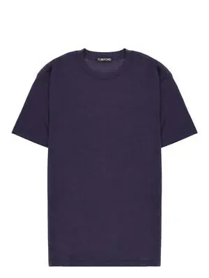 TOM FORD Tom Ford Men Lyocell And Cotton T-Shirt Blue
