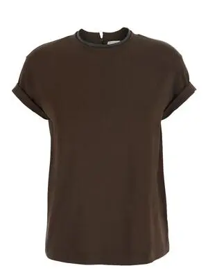 Brunello Cucinelli BRUNELLO CUCINELLI Monili-Trimmed Cotton T-Shirt Multicolor