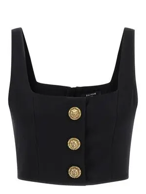 Balmain Button Top - Black