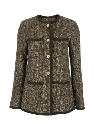 GOLDEN GOOSE Wool Blend Crew Neck Jacket - Multicolor