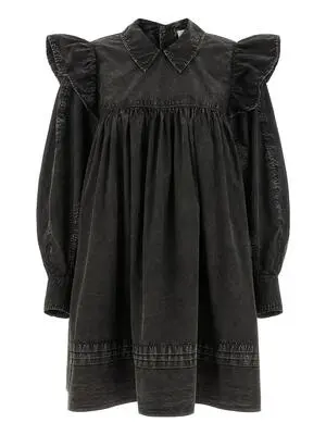 GANNI Washed Mini Shirt Dress - Black